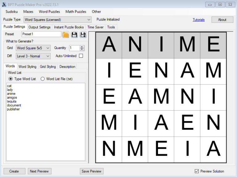 Puzzle Maker Pro - Word Squares - BookPublisherTools