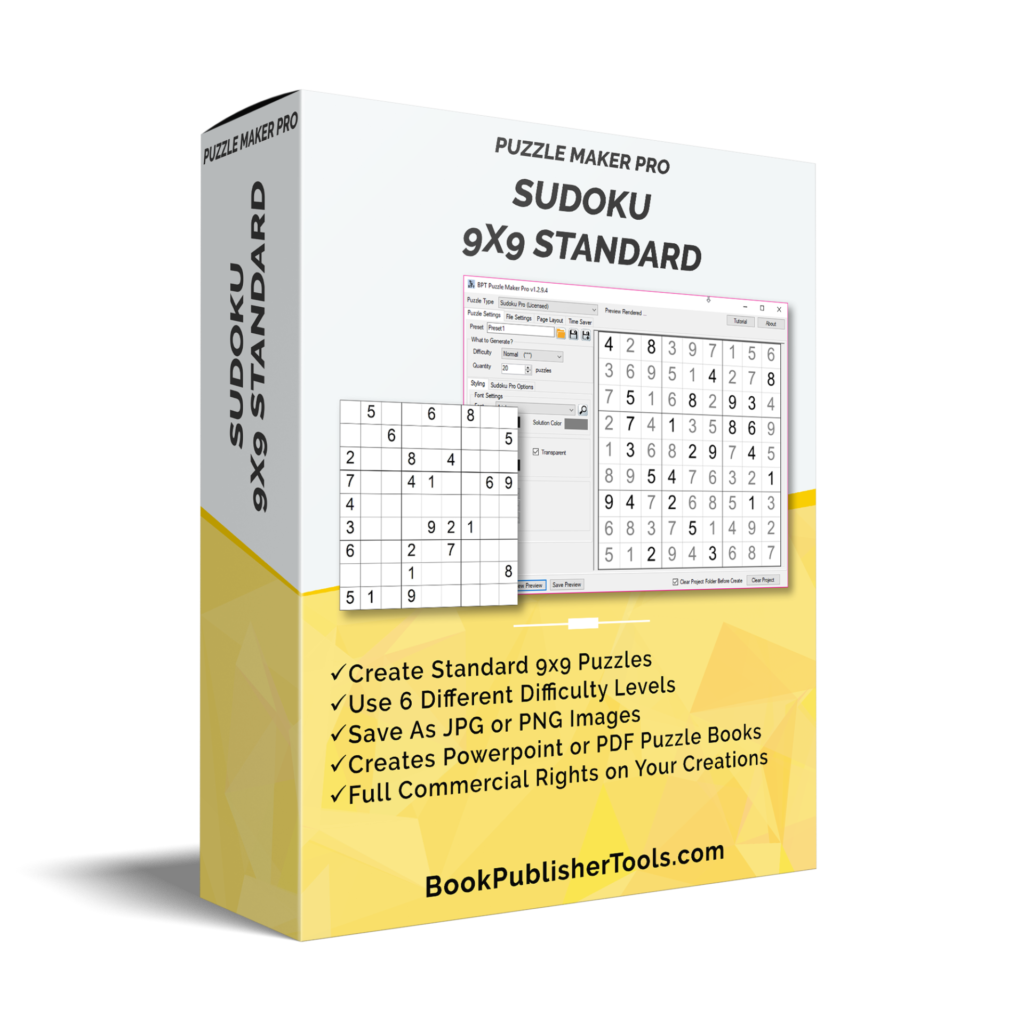 Puzzle Maker Pro - Sudoku 9x9 Standard - BookPublisherTools