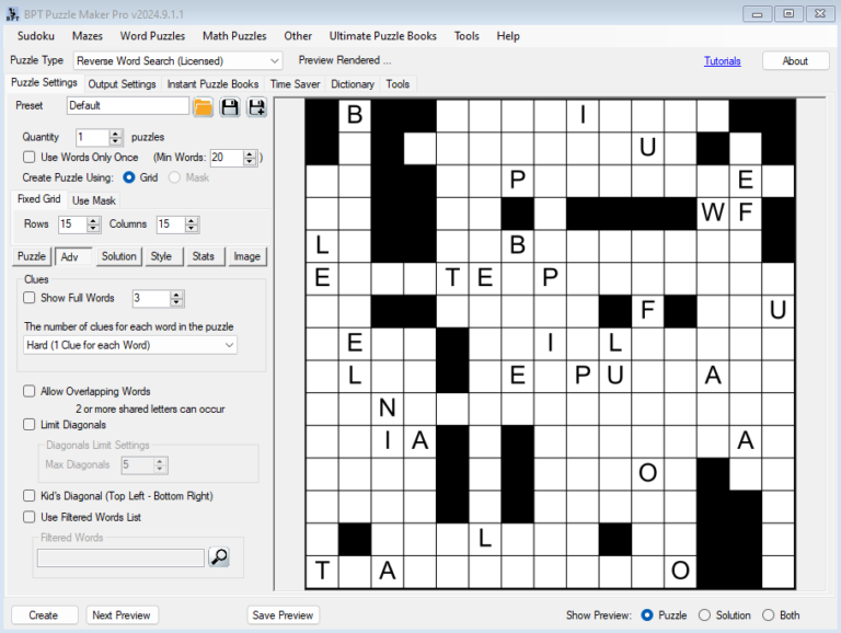 Puzzle Maker Pro - Reverse Word Search | BookPublisherTools