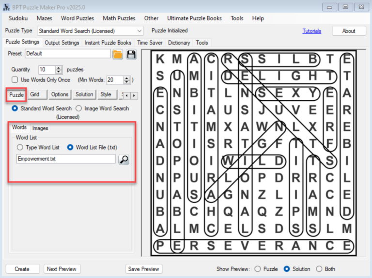 Getting Started with Standard Word Search