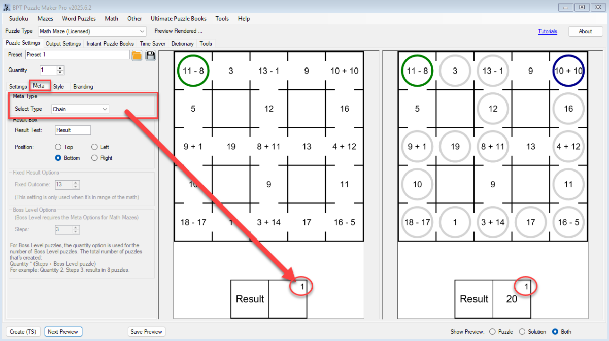 How to Use Chain Mode in Meta Puzzles for Math Maze