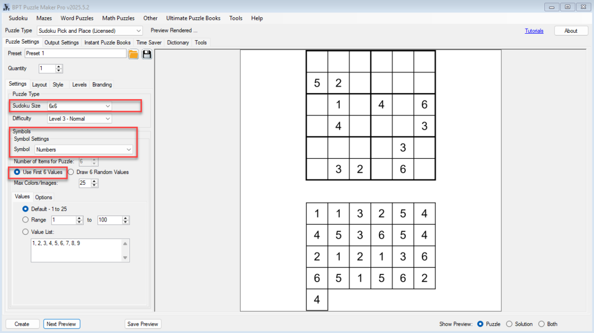 Using Colors for Numbers, Letters, or Roman Numerals in Sudoku Pick and