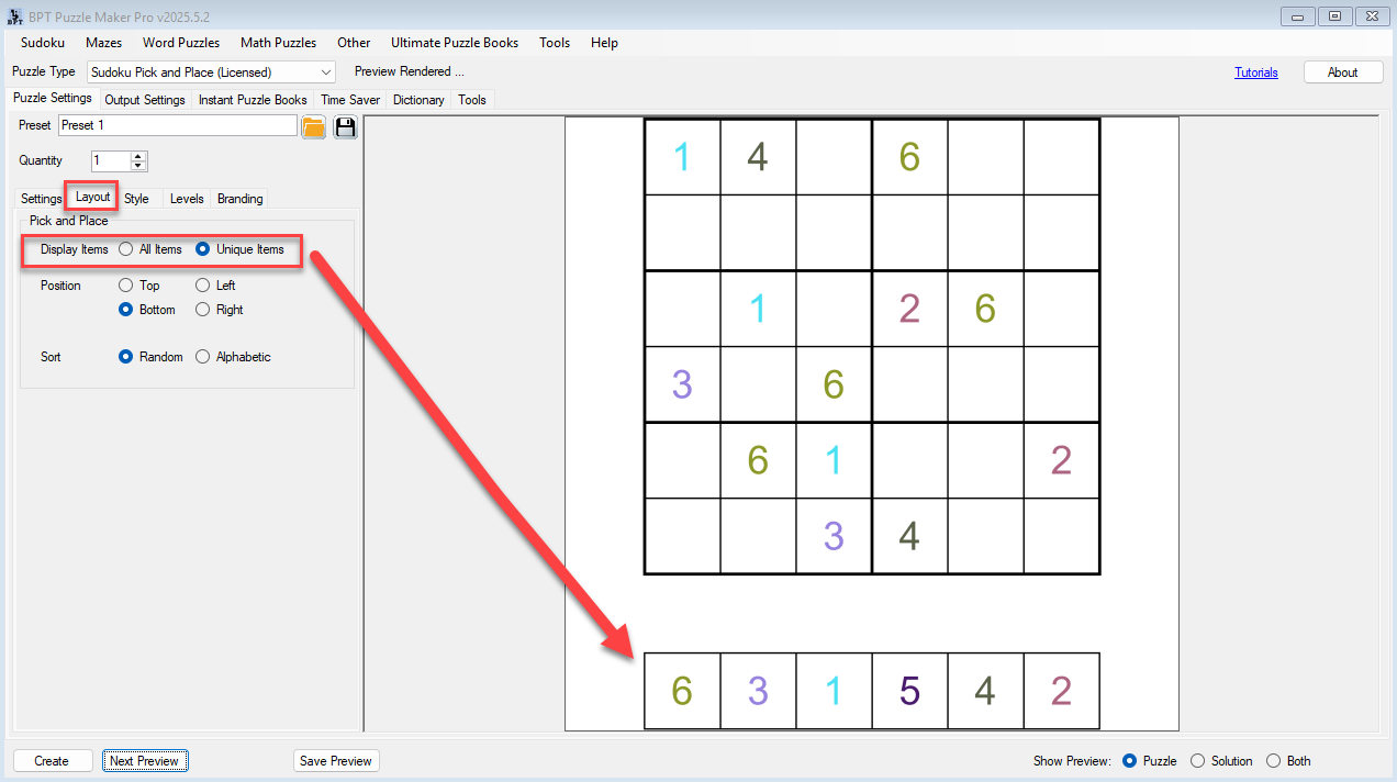 Using Colors for Numbers, Letters, or Roman Numerals in Sudoku Pick and
