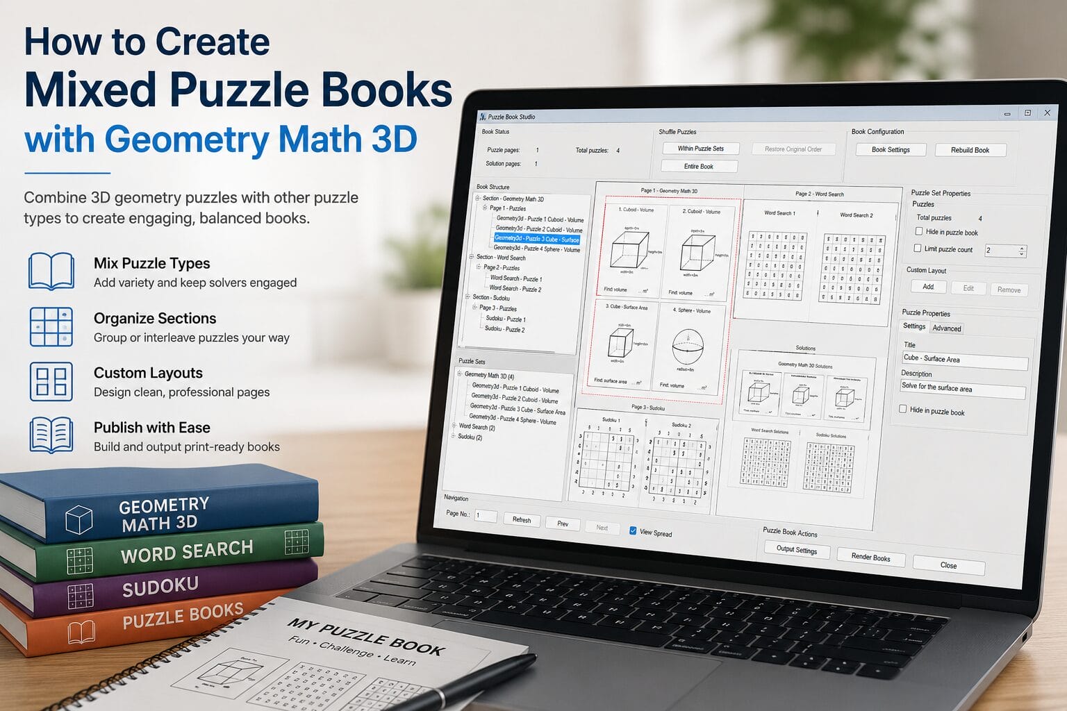 How to Add Geometry Math 3D Puzzles to a Mixed Puzzle Book